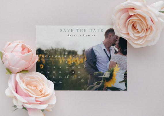 Photo Calendar Save the Date Template for Canva I Editable and - Etsy