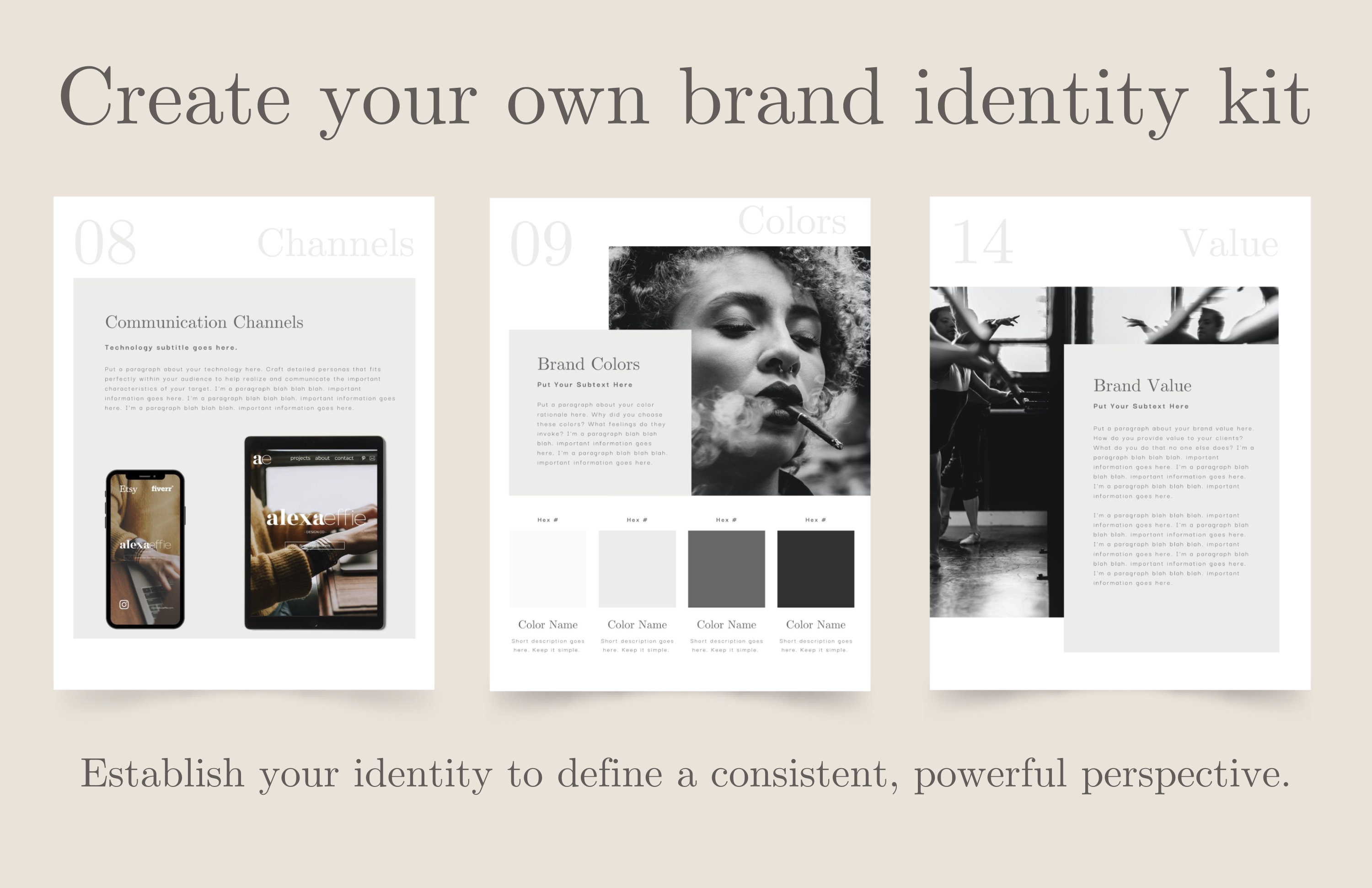 Modern Neutral Brand Identity Packet Templates, 20+ Designs Editable on ...