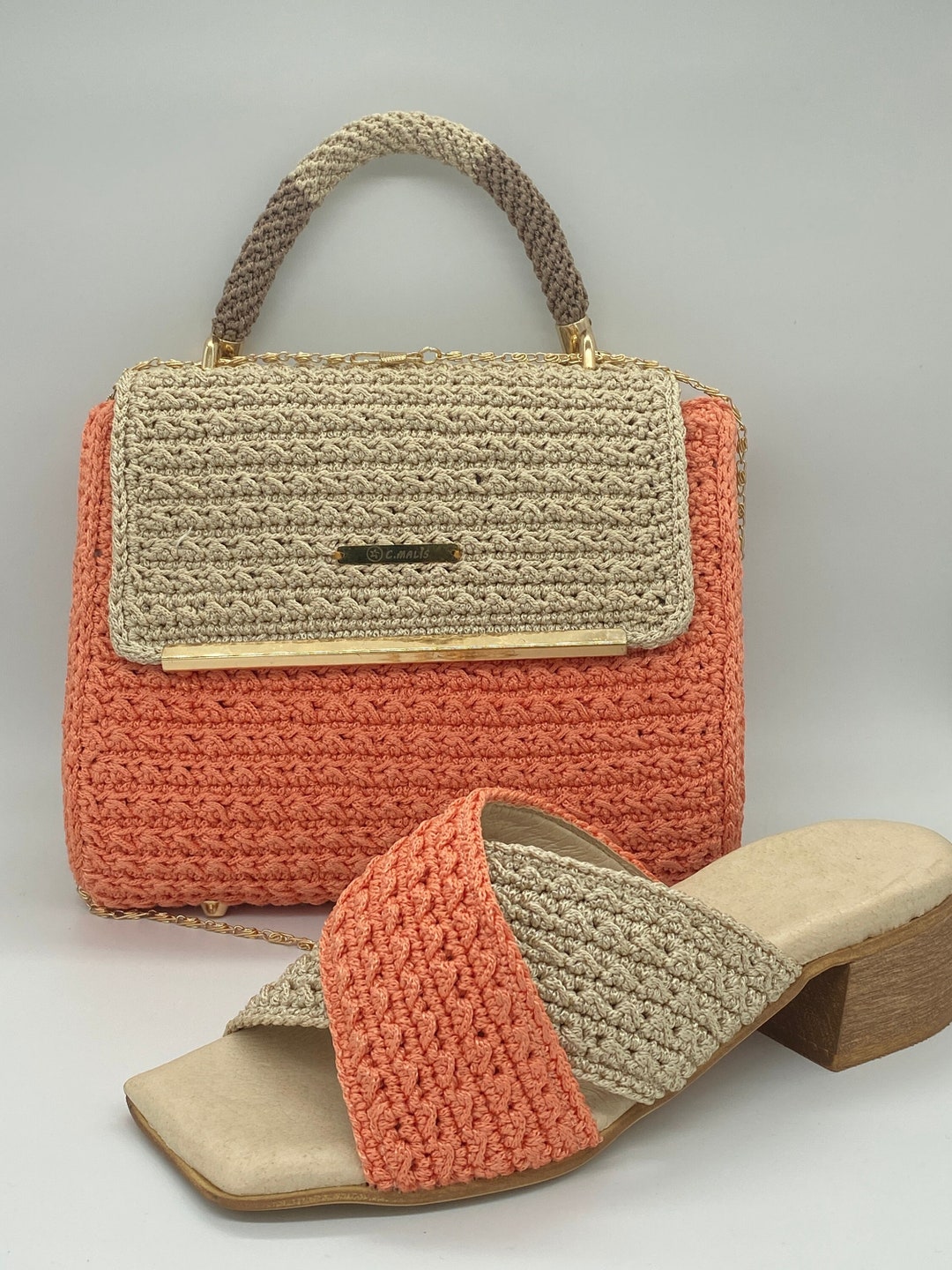 Knitted Sandals, Luxury Bag, Shoulder Strap Bag, Designer Set, Crochet ...