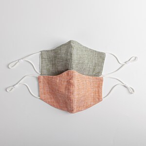Face Mask, Linen Face Masks With Filter Pocket, Breathable Cloth Face ...