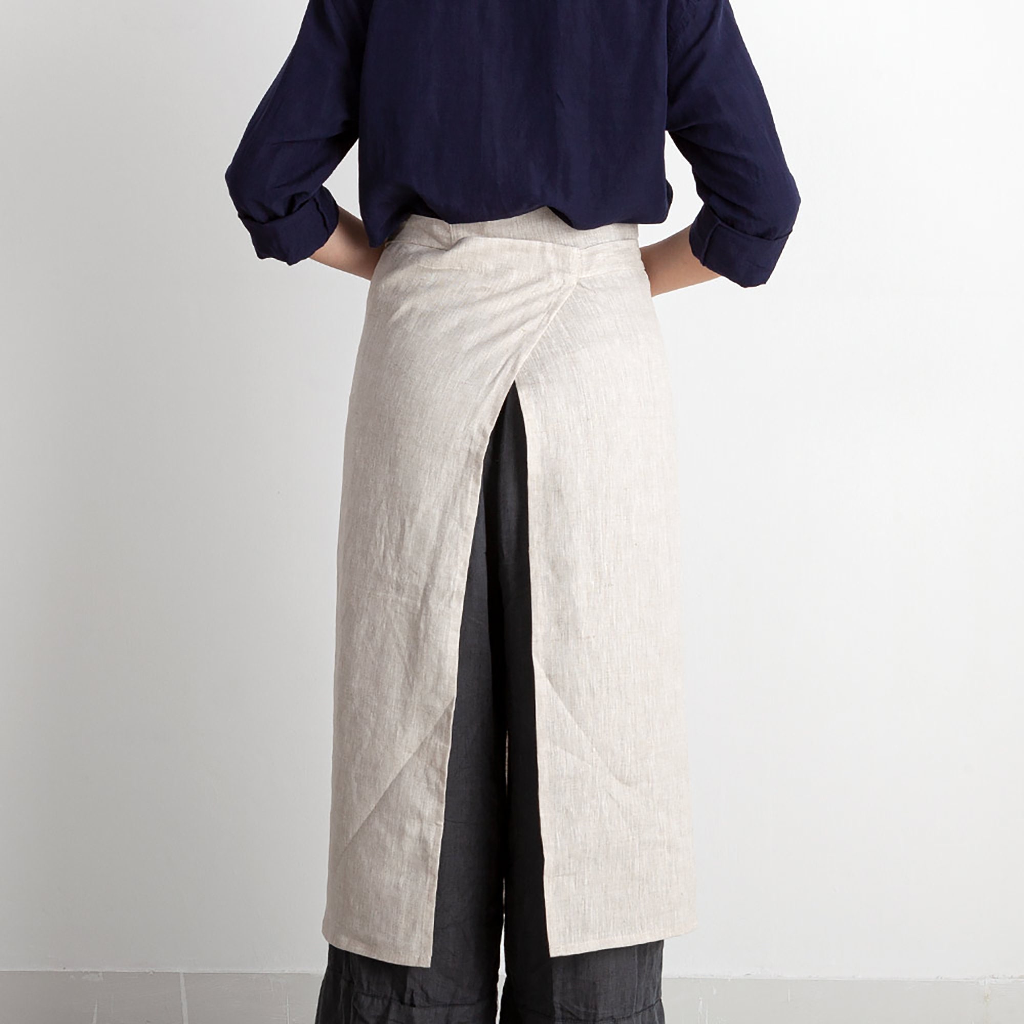 Linen Half Apron Midi Cafe Apron Half Apron With Pockets | Etsy