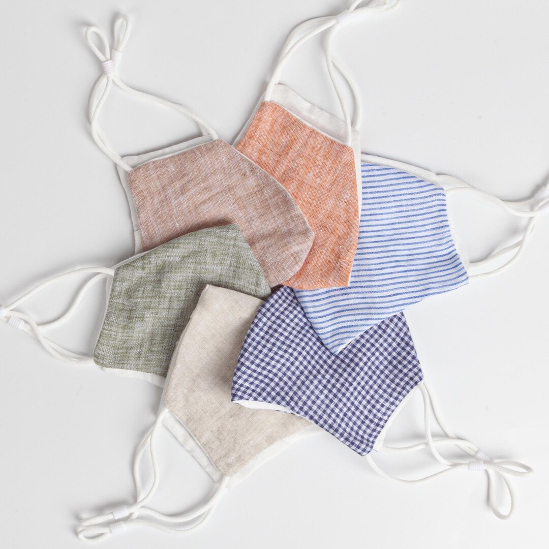 Face Mask, Linen Face Masks With Filter Pocket, Breathable Cloth Face ...