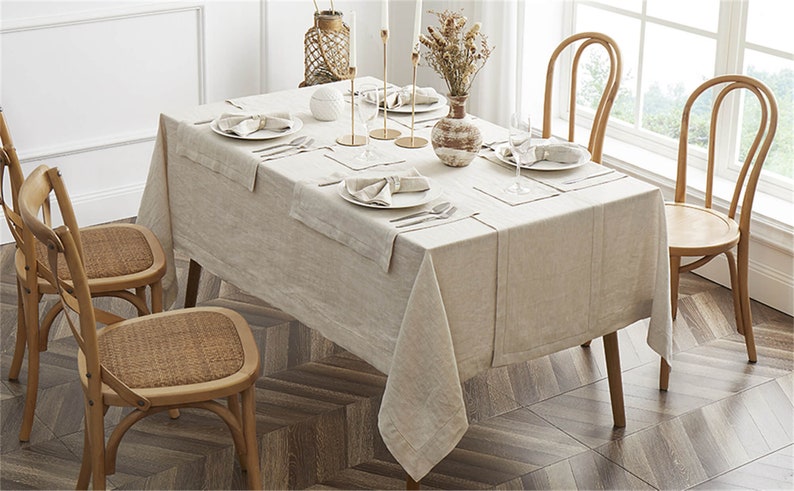 Linen Tablecloth, Table Cloth Rectangle Fabric Washable Cloth , Home ...