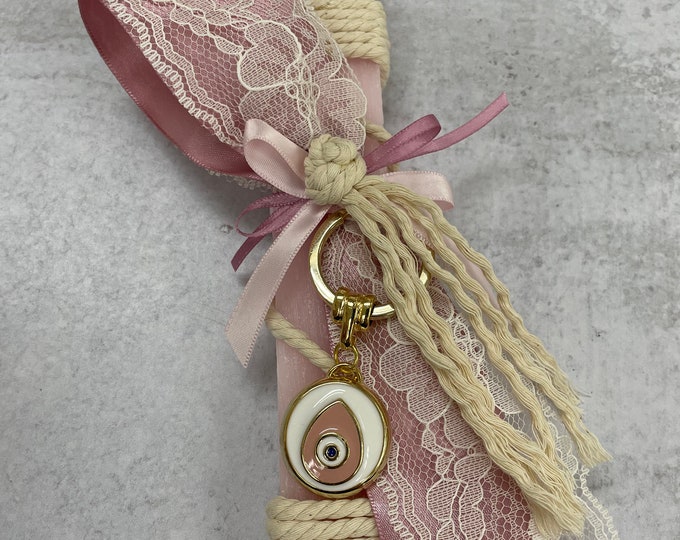 Pink Evil Eye Easter Candle- Greek Orthodox Lambatha- - Etsy