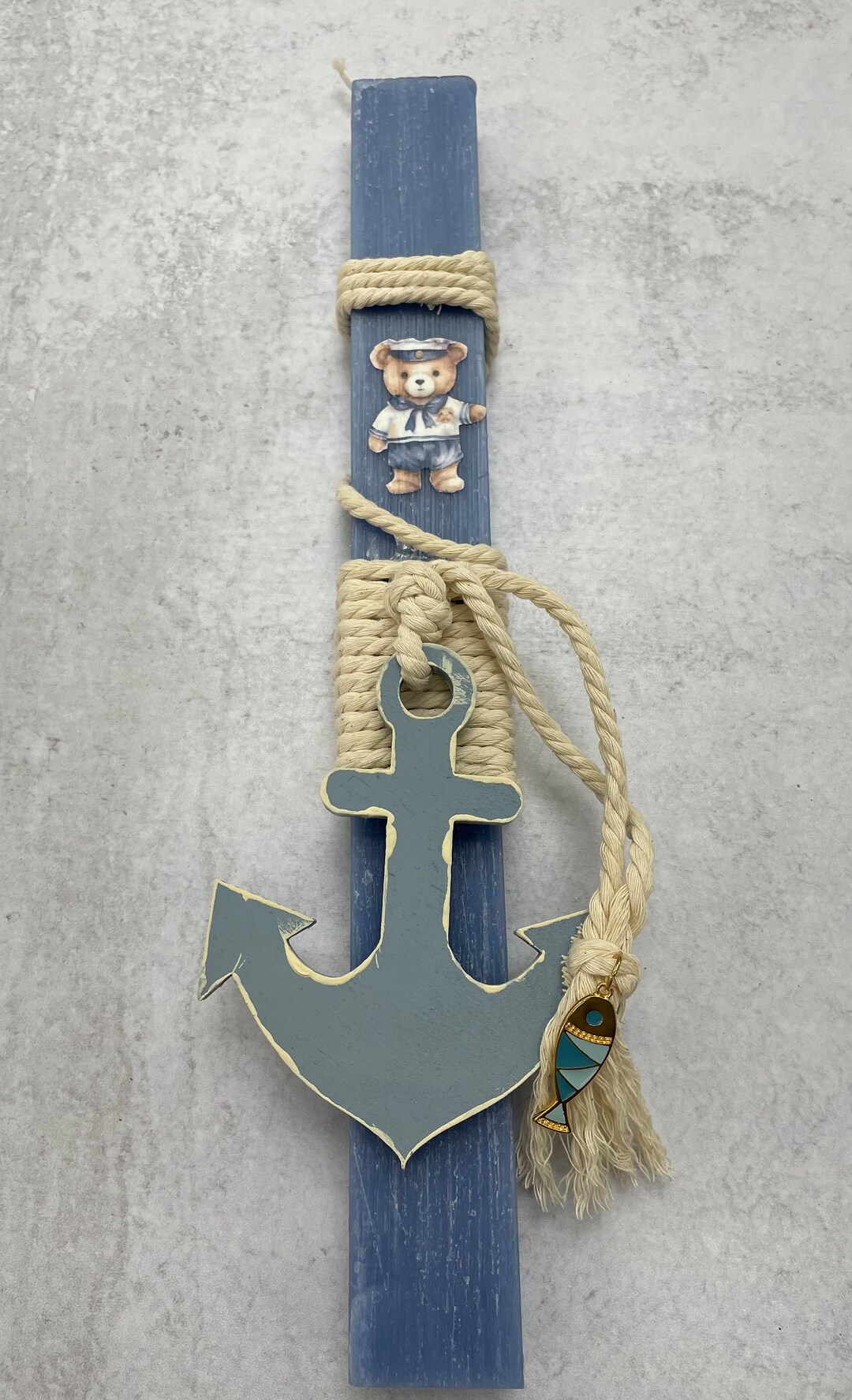 Teddy Bear / Anchor Nautical Easter Candle Greek Orthodox Lambatha - Etsy