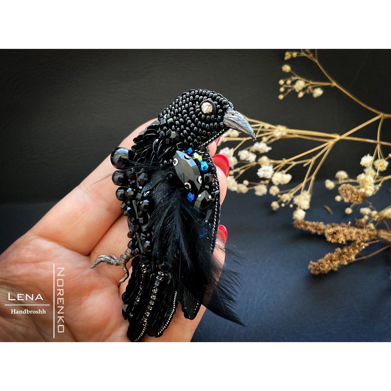 Raven Brooch - Etsy