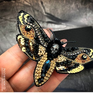Death Head Moth Jewelry Halloween Gothic Brooch Handmade Hawkmoth Gift ...