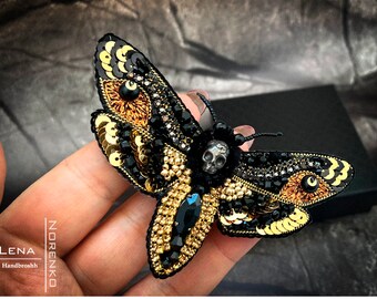 Halloween Brooch Death Moth Pin Wooden Pin Halloween Pin - Etsy