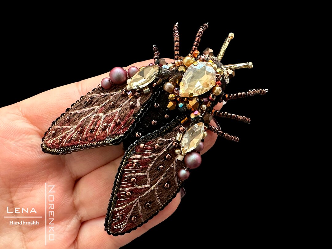 Cicada Pin Brooch Handmade Copper Beaded Insect Jewelry for Women Bug ...