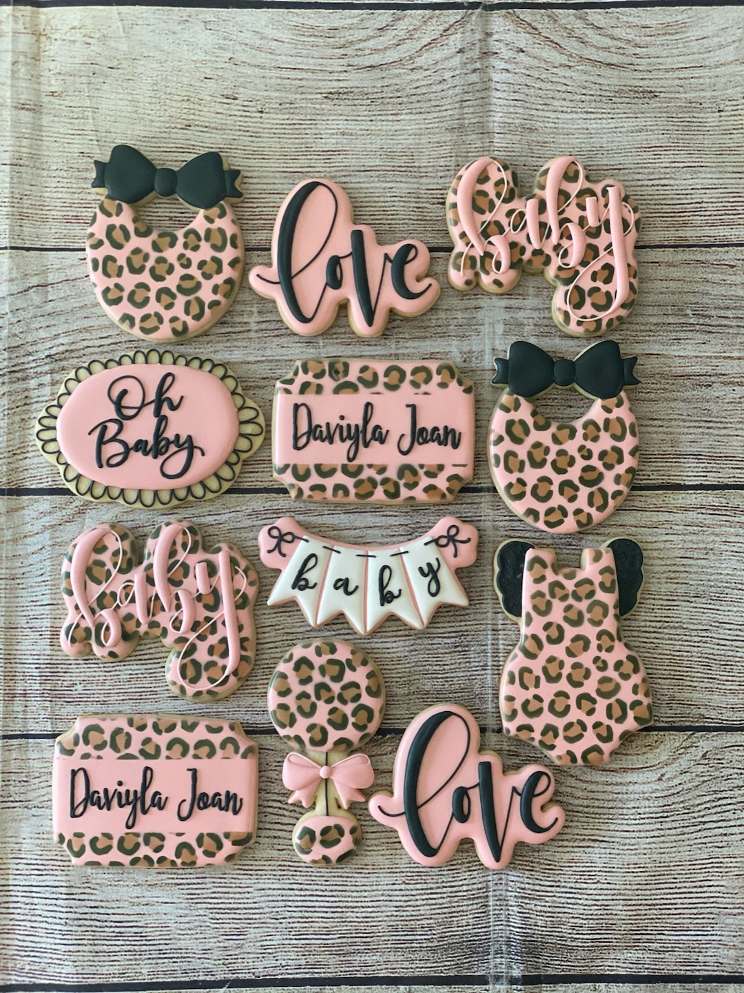 Cheetah Print Baby Shower Cookie Set/oh Baby Cookies/cheetah Print ...