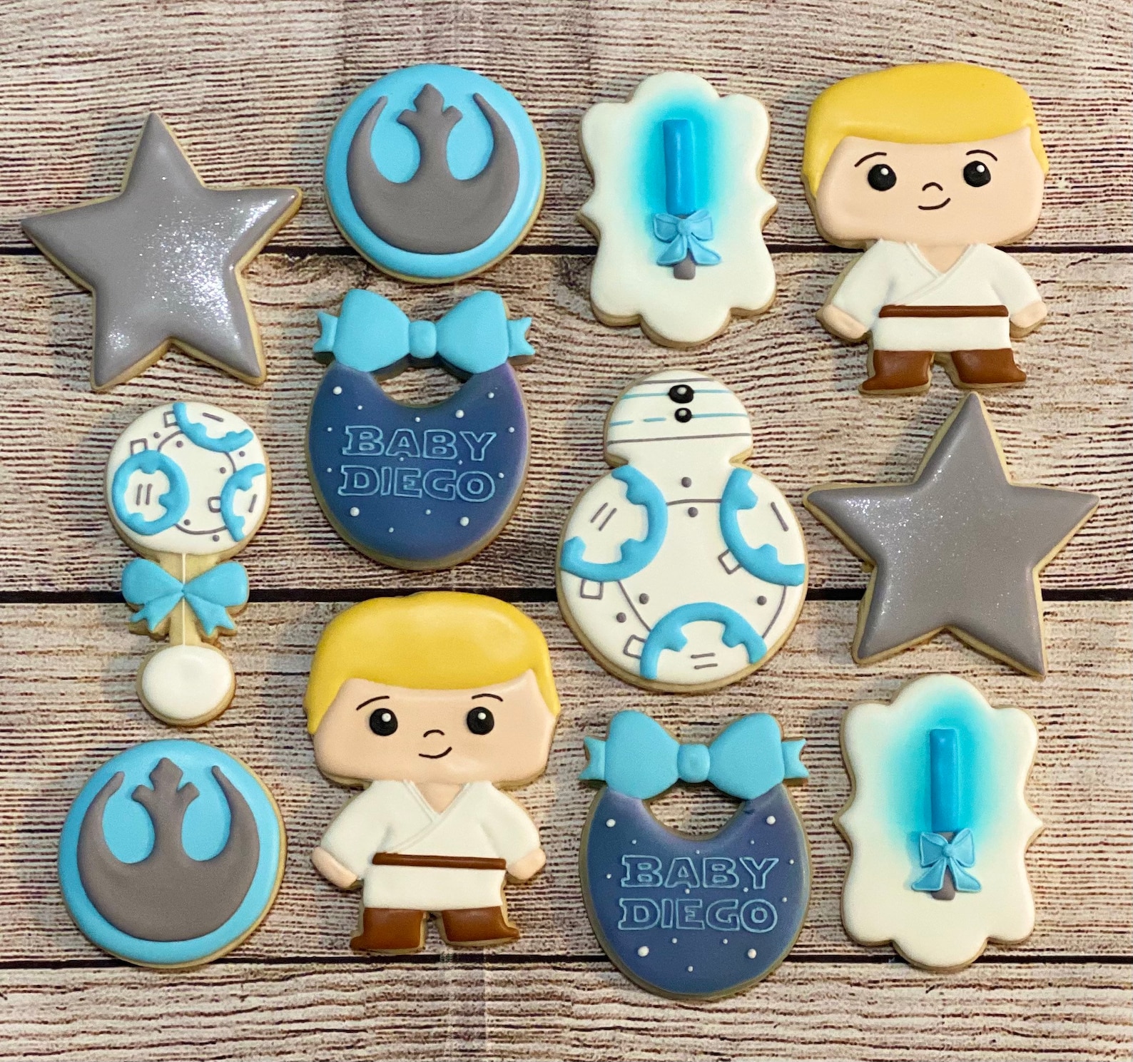 Star Wars Baby Shower Cookie Set/luke/bb8 Droid/lightsaber/rebel ...