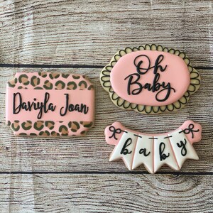 Cheetah Print Baby Shower Cookie Set/oh Baby Cookies/cheetah Print ...
