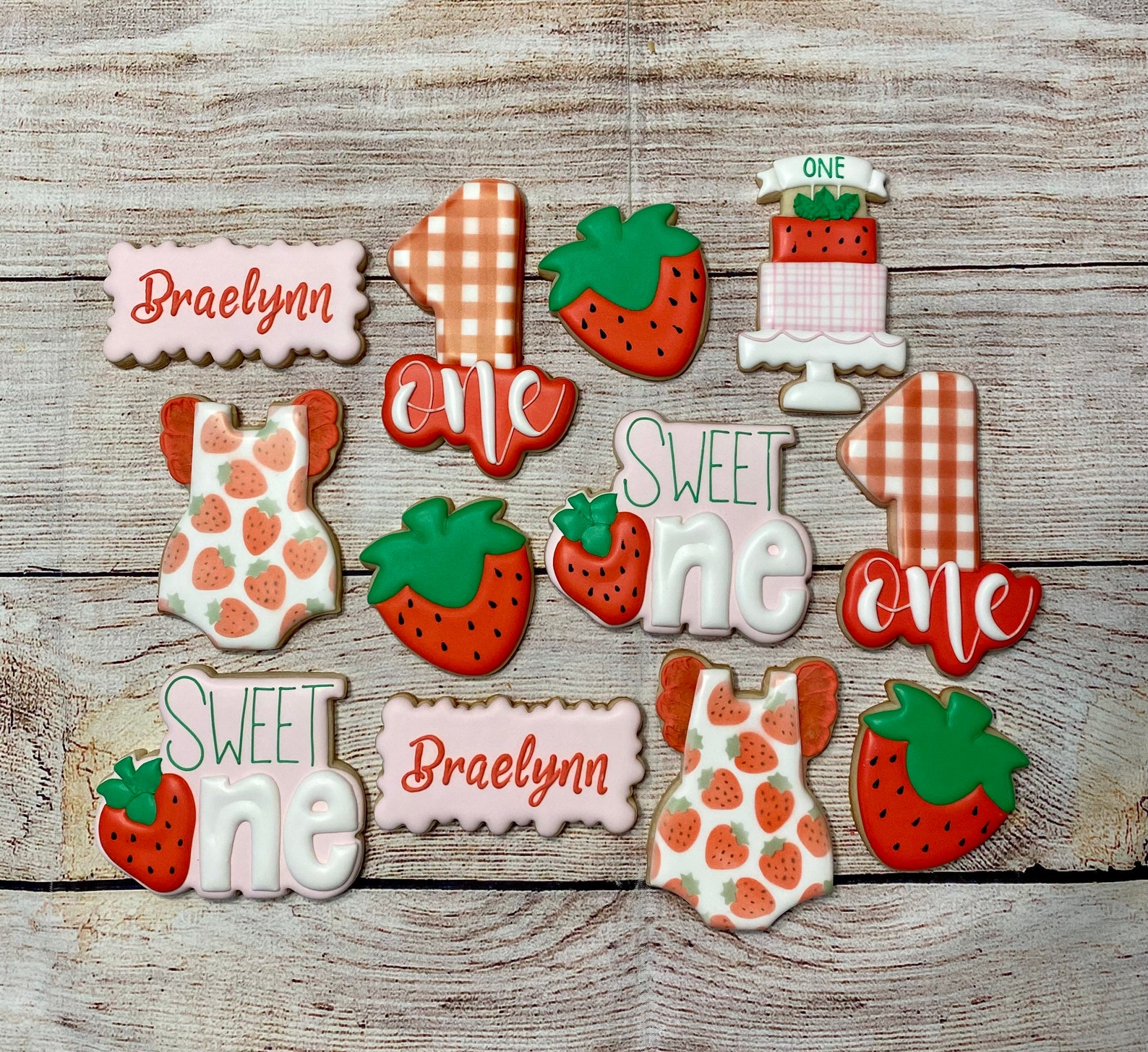 Sweet One Strawberry Cookies/ First Birthday Strawberry/ Sweet One ...