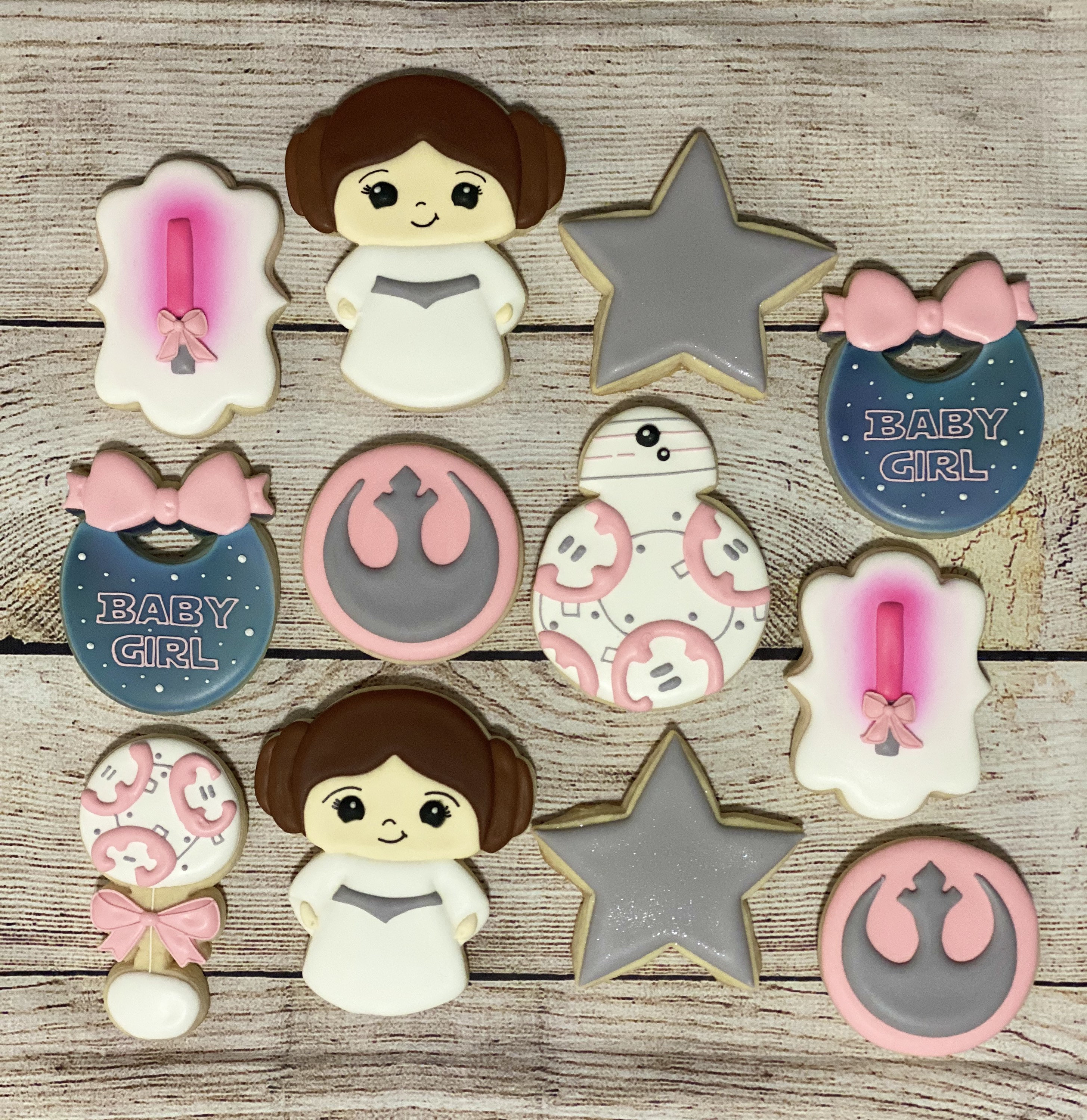 Star Wars Baby Shower Cookie Set/girl or Boy/princess Leia/luke/bb8 ...