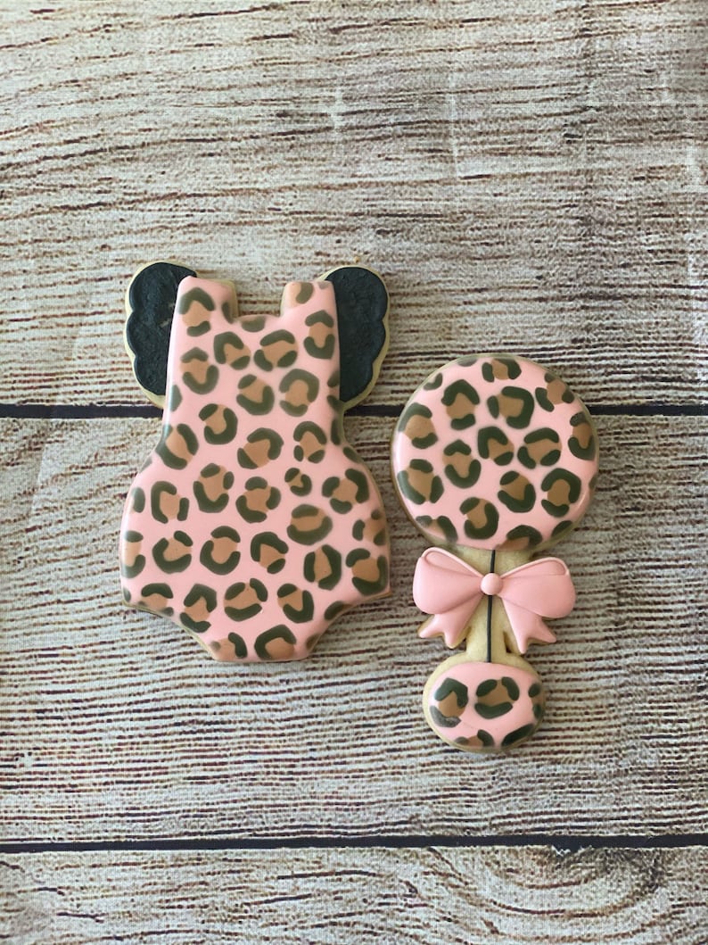 Cheetah Print Baby Shower Cookie Set/oh Baby Cookies/cheetah Print ...