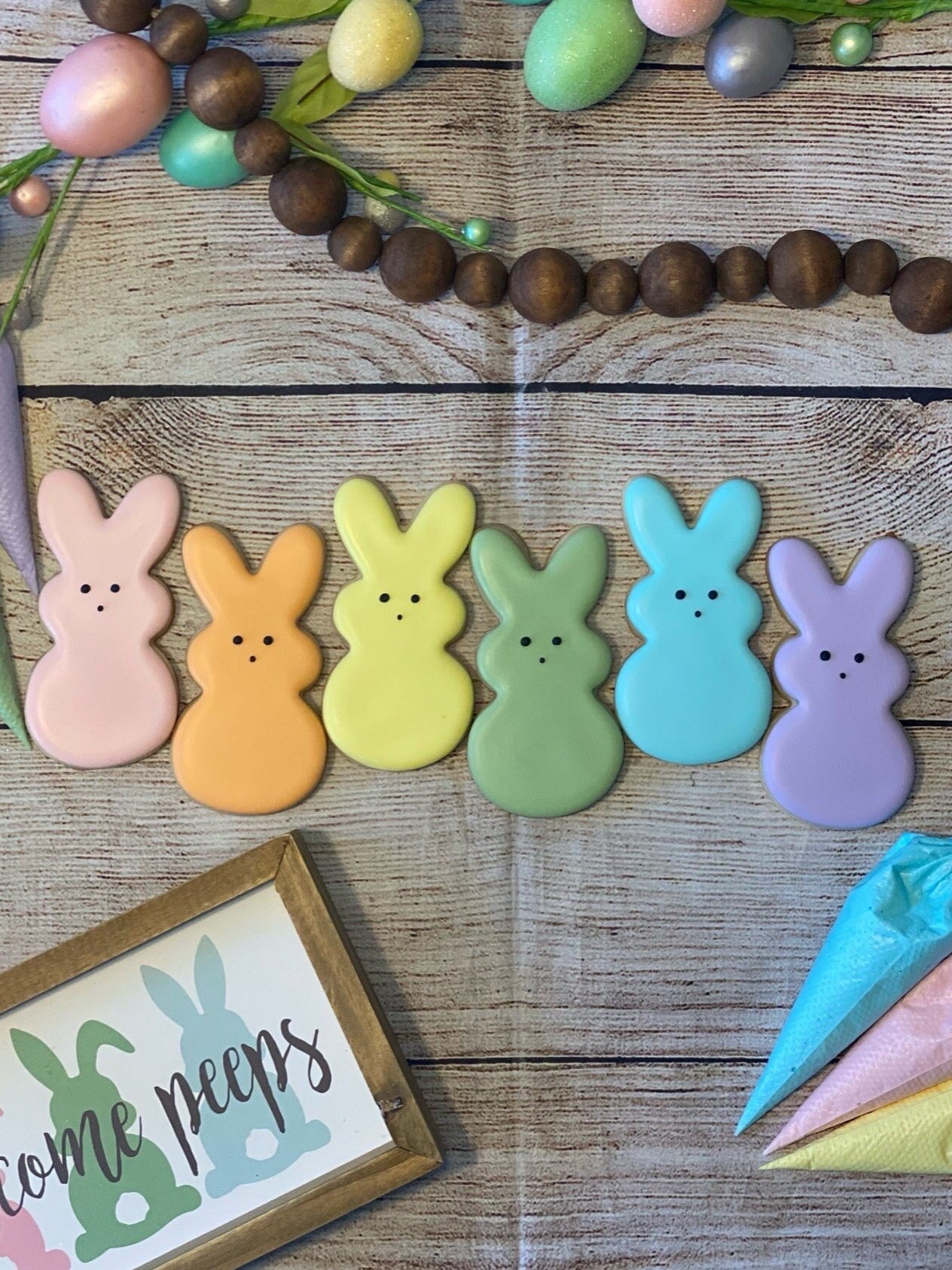 Easter 6 Piece Peep Cookie Set/peep Cookies/easter Cookie/rainbow ...