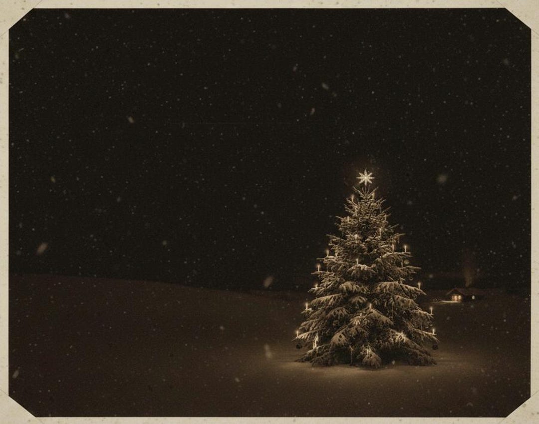Snowy Christmas Tree Landscape - Etsy