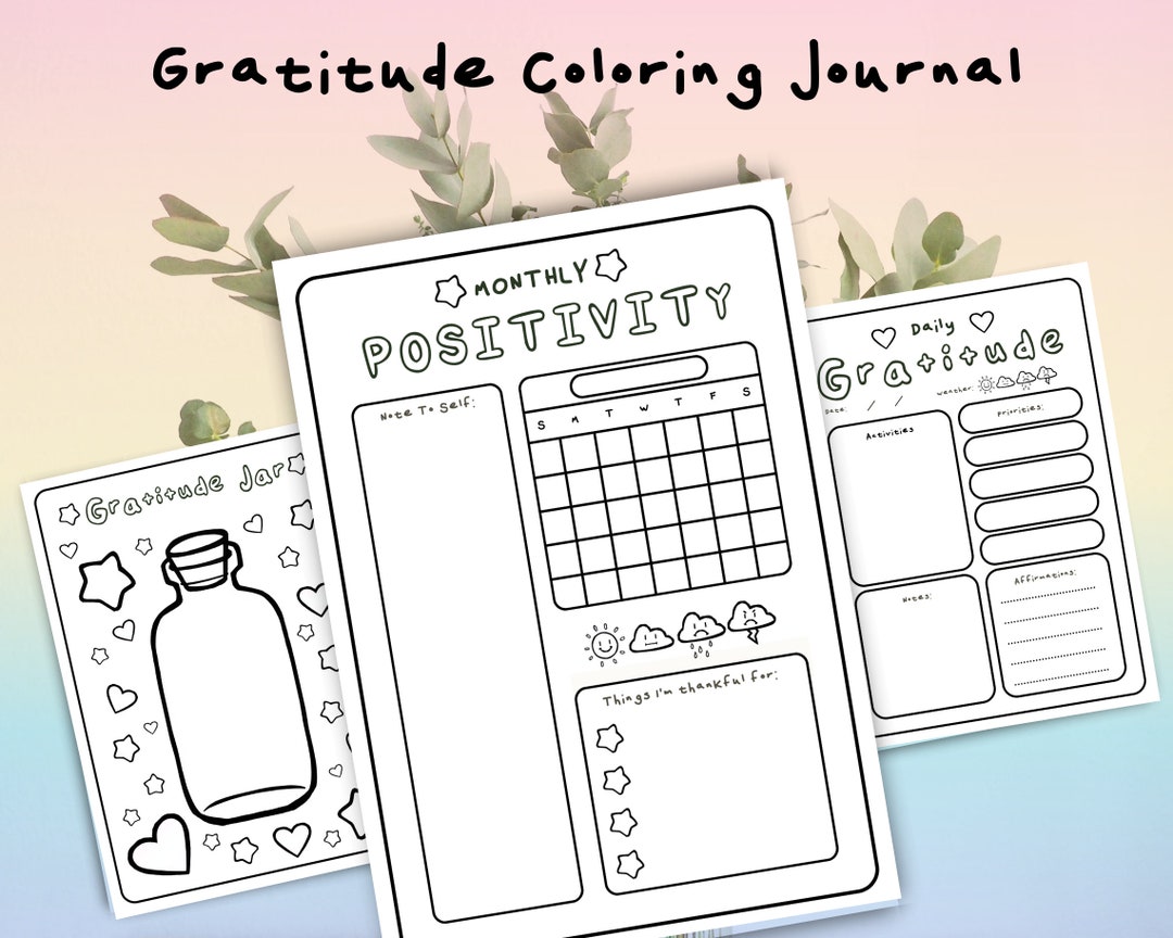 Adult Coloring Book Gratitude Journal Printable - Etsy