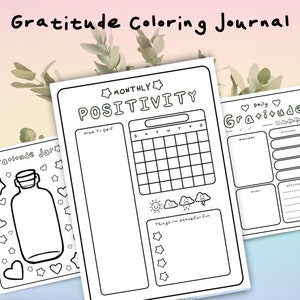 Adult Coloring Book Gratitude Journal Printable - Etsy