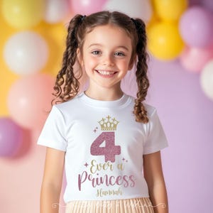 Four Ever a Princess Fourth Birthday Shirt for Girl, Glitter Princess ...