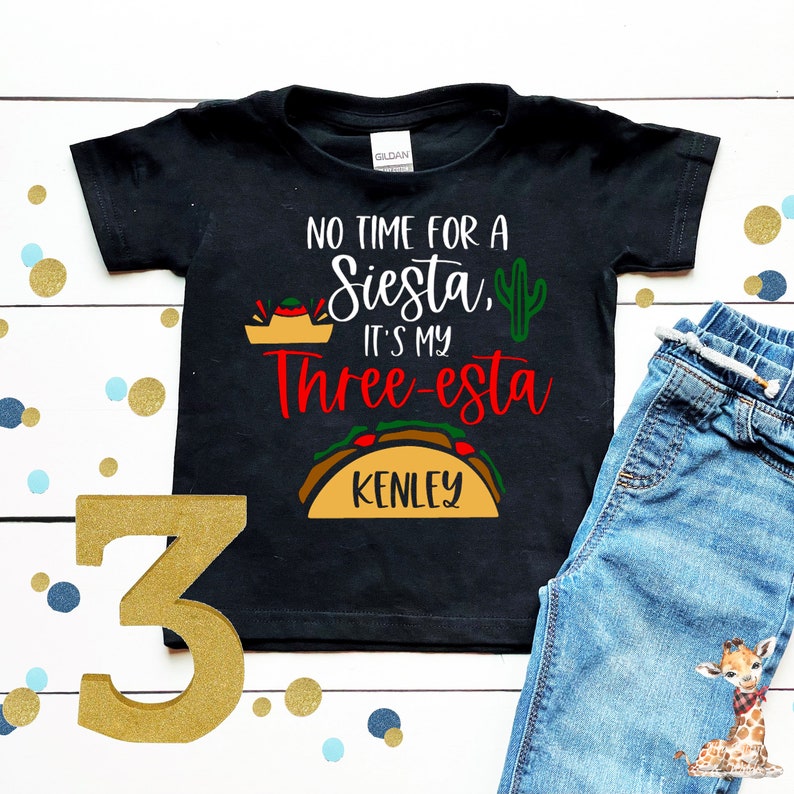 Three Esta Taco Third Birthday Fiesta 3rd Birthday T-shirt - Etsy