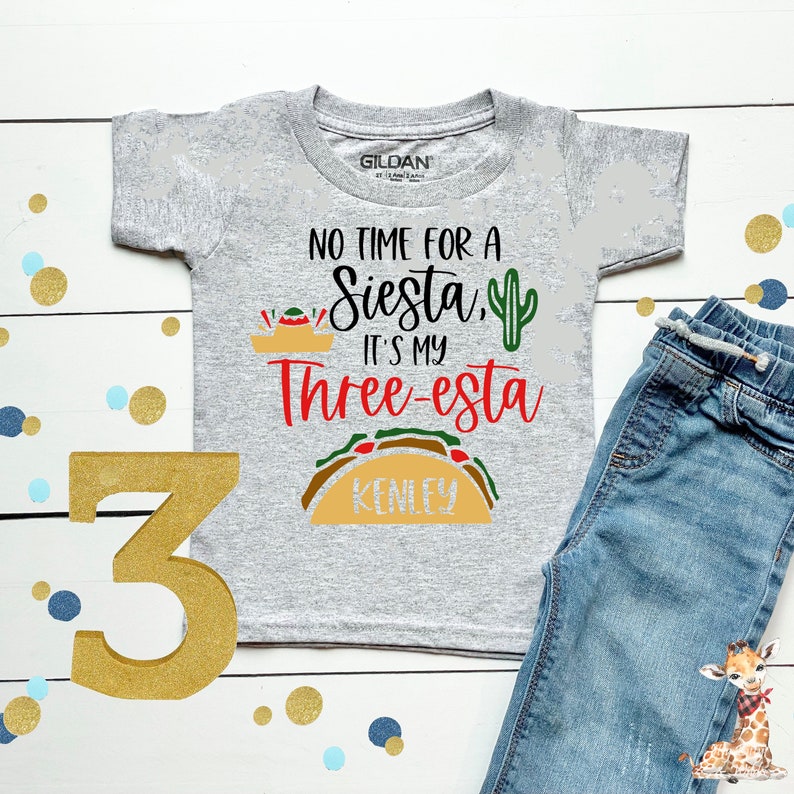 Three Esta Taco Third Birthday Fiesta 3rd Birthday T-shirt - Etsy