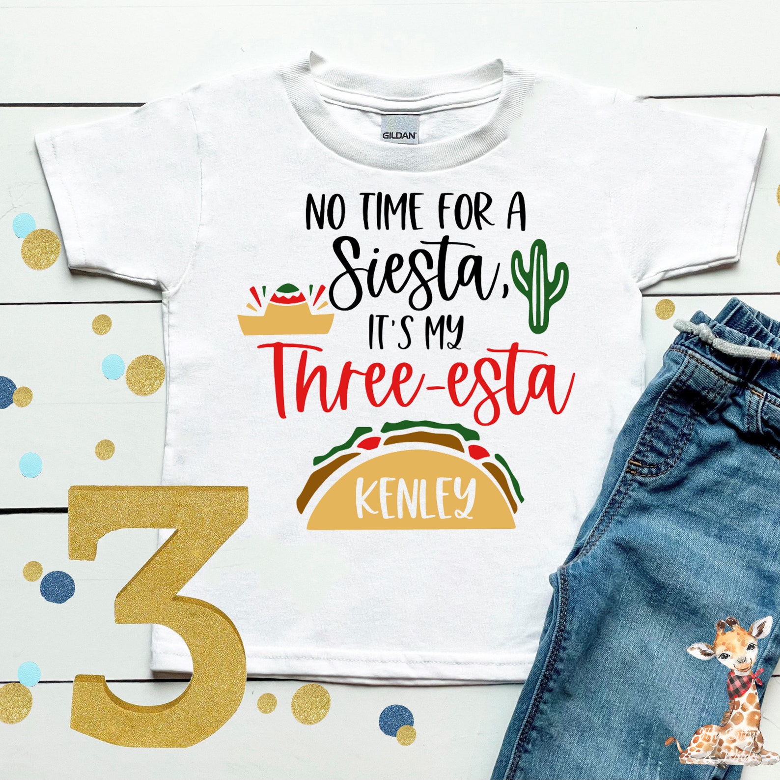 Three Esta Taco Third Birthday Fiesta 3rd Birthday T-shirt - Etsy