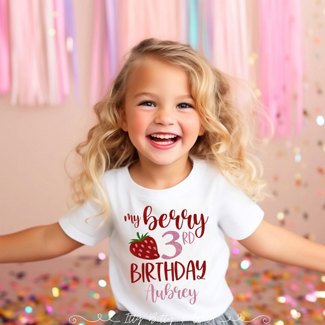 Berry Third Birthday Shirt for Girl, Berry Sweet 3rd Birthday T-shirt, Personalized Name ...