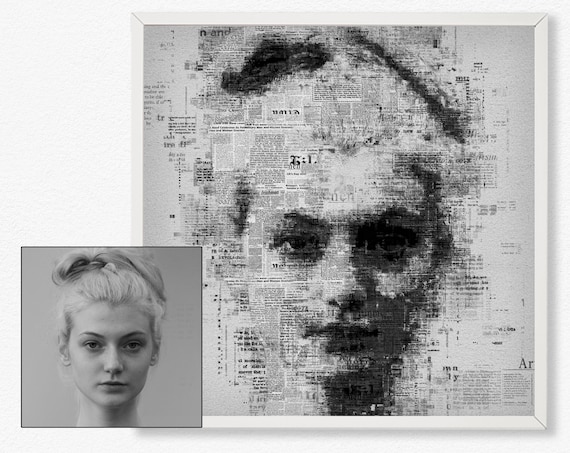 Personalized Typography Portrait Newspaper Portrait From | Etsy
