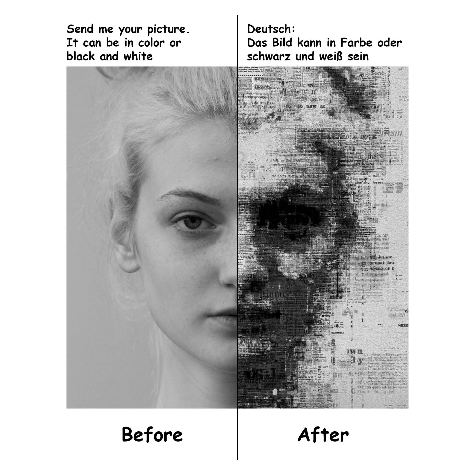 Personalized Typography Portrait Newspaper Portrait From - Etsy