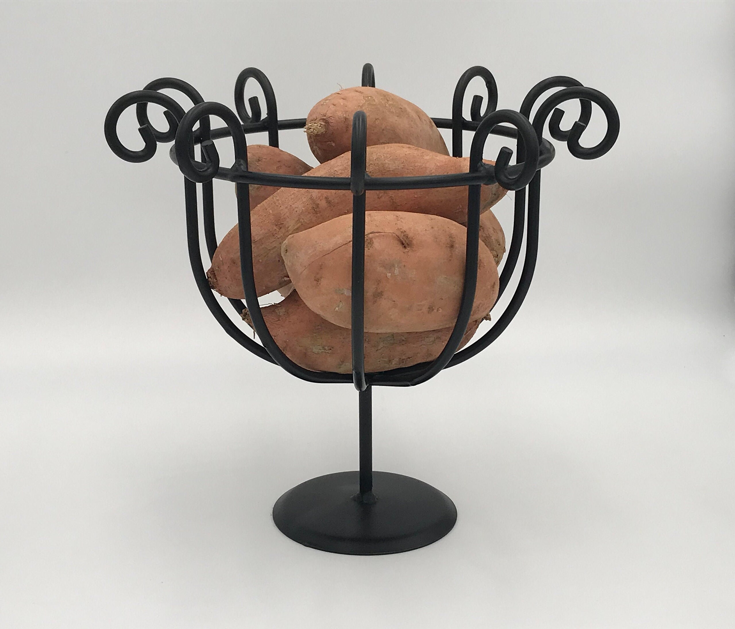 Black Wrought Iron Wire Fruit Basket Stand Bowl Strong Heavy - Etsy