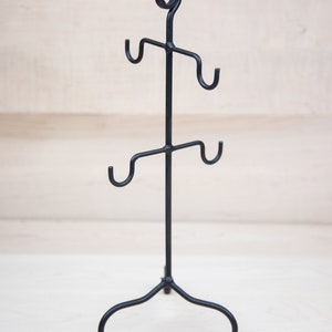 Wrought Iron 4 Coffee Mug & Tea Cup Rack Holder Metal Tree Stand ...