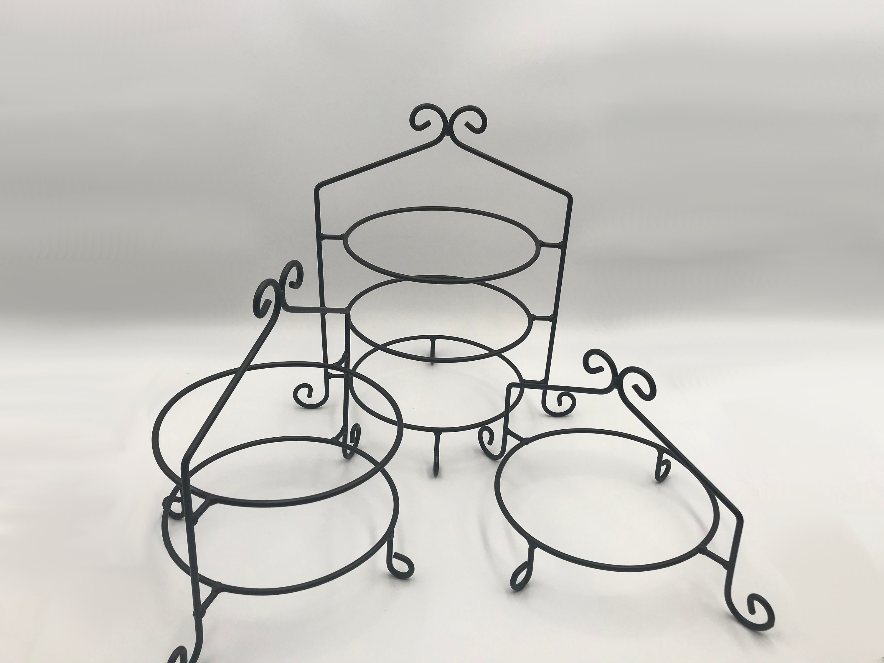 Black Wrought Iron Pie Plate Holder Stand - Etsy