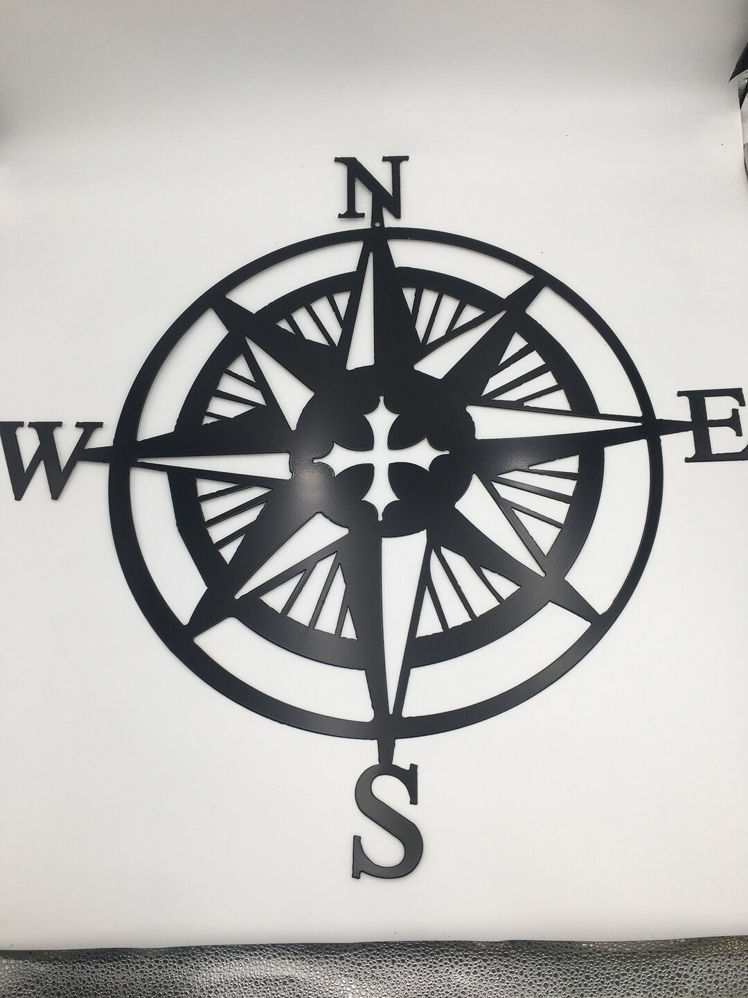 Rustic Metal Nautical Compass Rose Ruff Cut Design Outdoor Powered ...