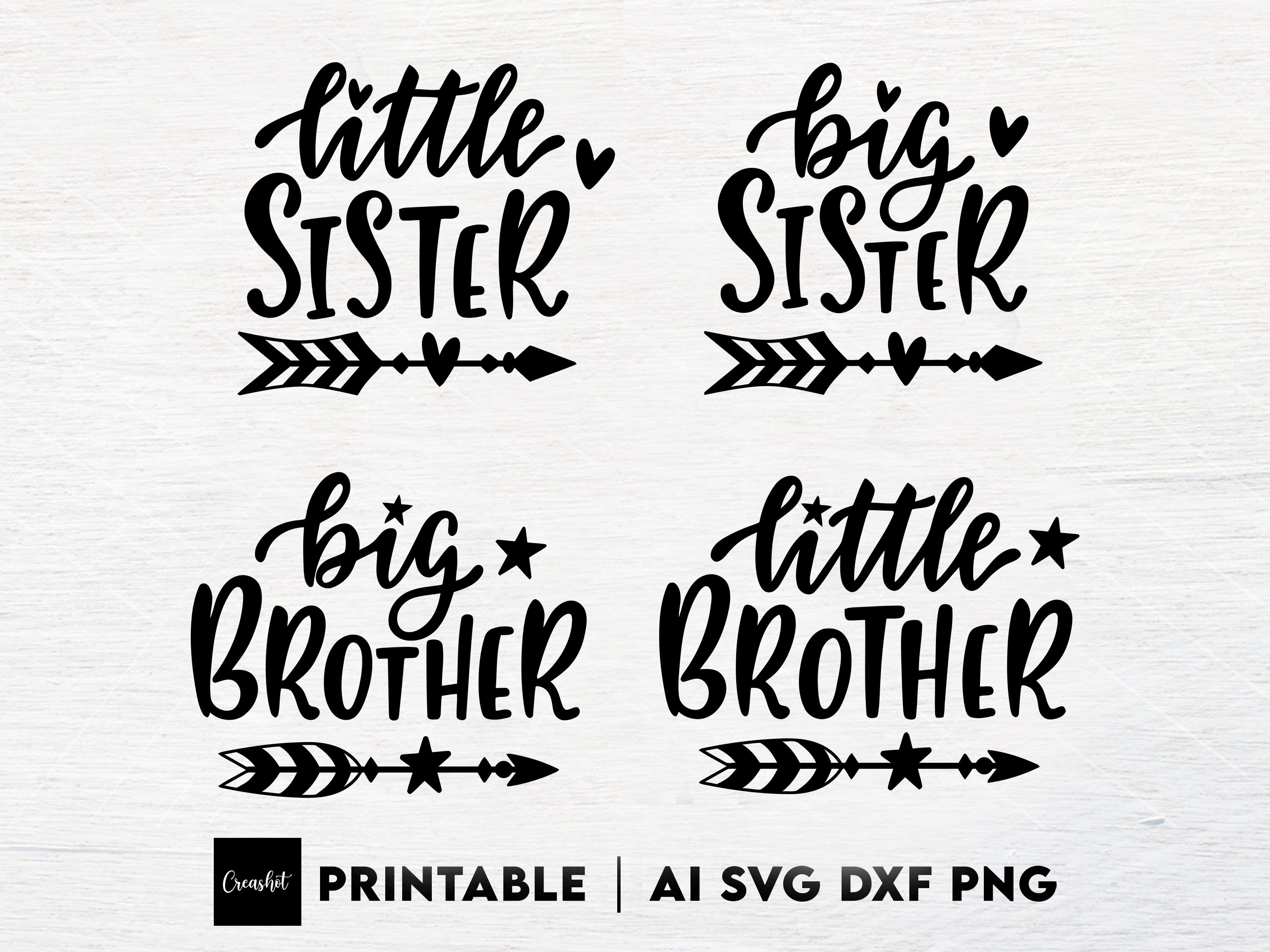Big Little Sister Brother Bundle Svg Png Eps Dxf Jpg | Etsy