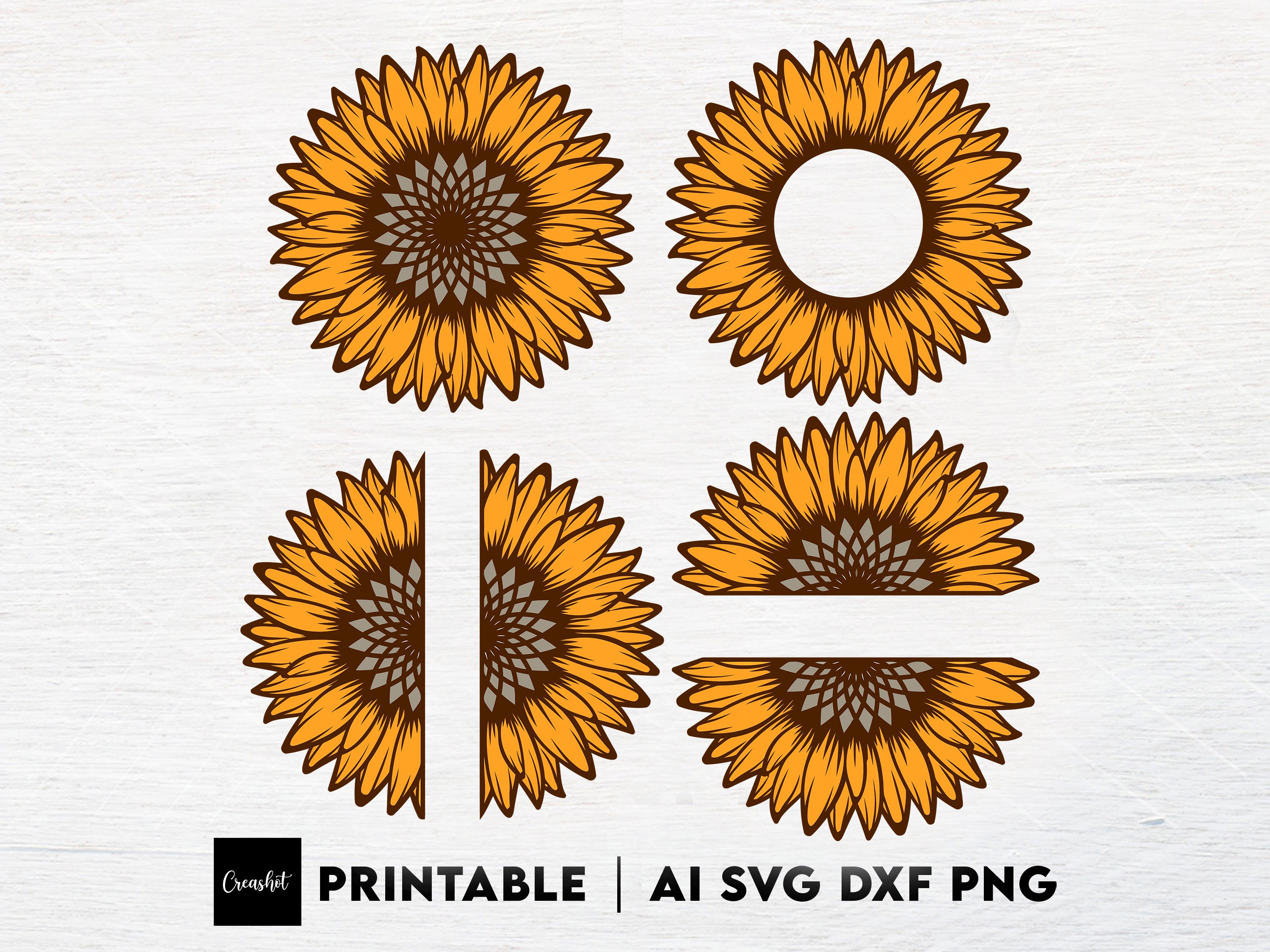 Half Sunflower Svg Sunflower Svg Cricut Sunflower Svg Etsy