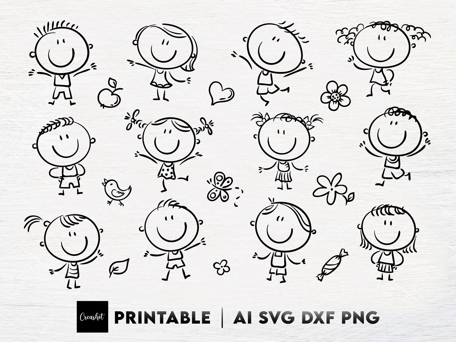 12 PACK Stick Figures Svg File Stick Boy Clipart Stick | Etsy