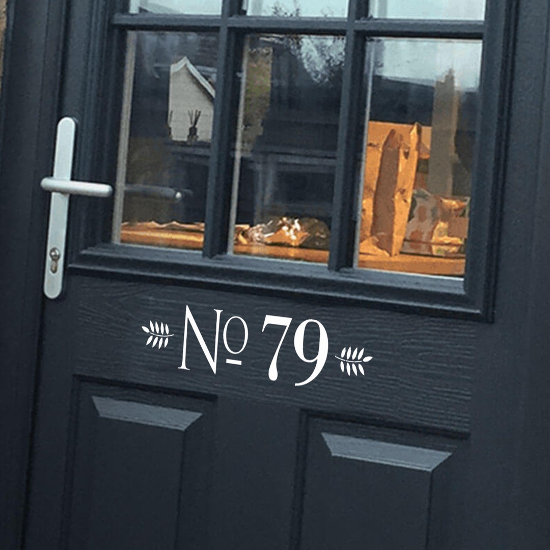 Floral Front Door Number Decal Vinyl , Custom House Number, Address ...