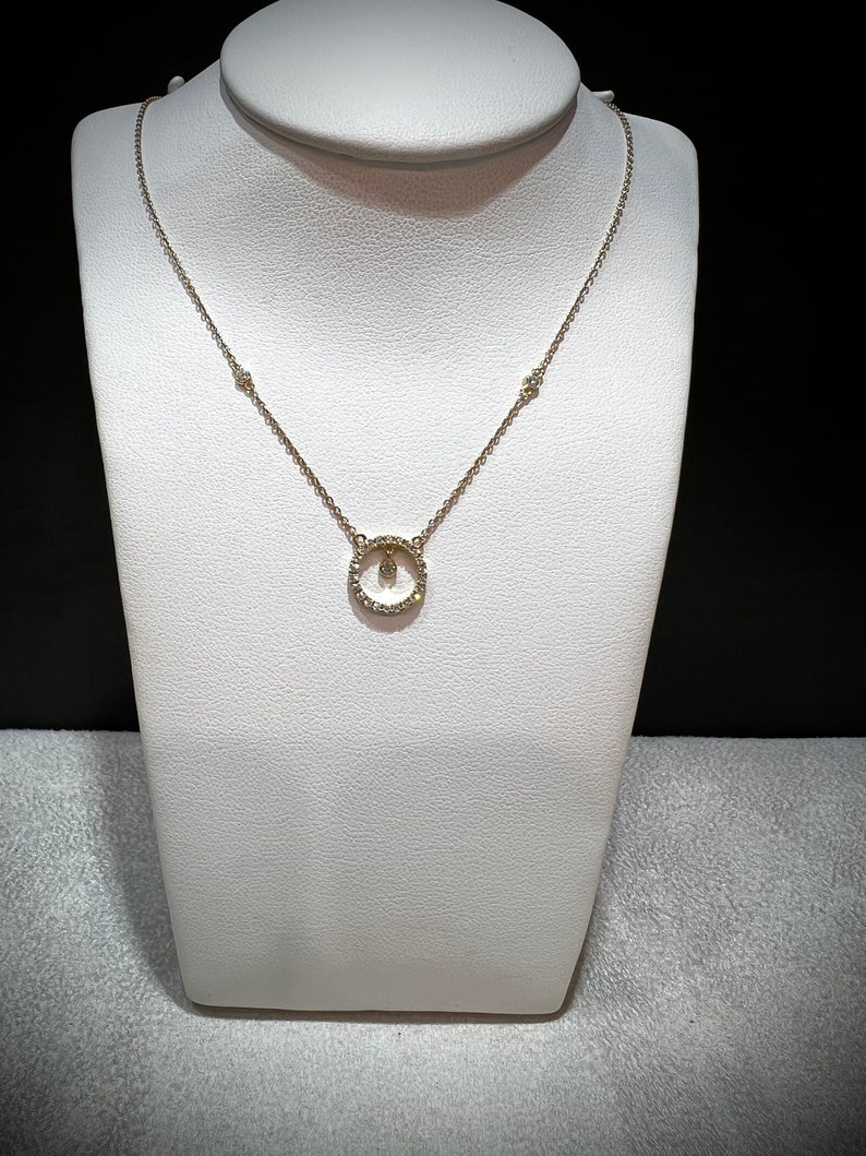 14K Diamond Circle Necklace / Diamond Circle Necklace / Gold Diamond ...