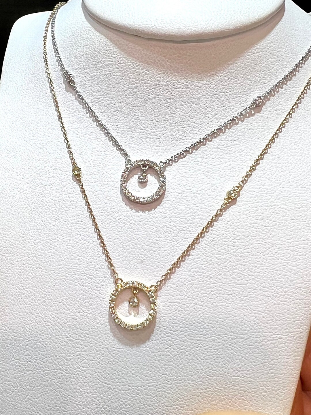 14K Diamond Circle Necklace / Diamond Circle Necklace / Gold Diamond ...