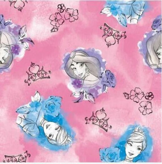 Disney Princess Watercolor Fabric Springs Creative 100% - Etsy