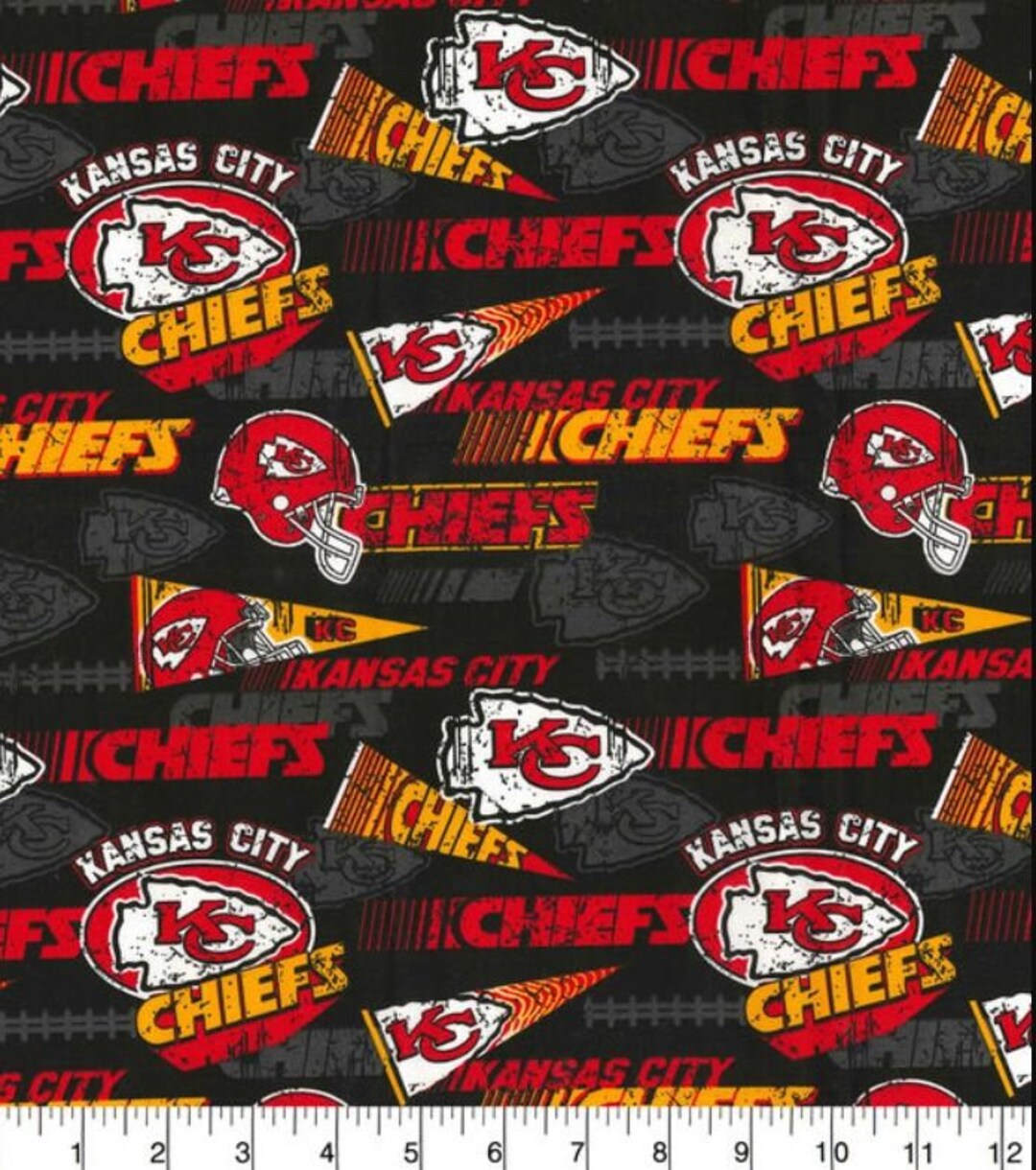 NFL Kansas City Chiefs Cotton Fabric Retro - Etsy