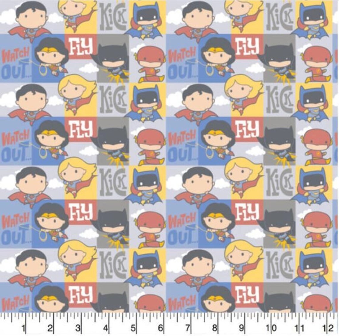 DC Comic Heroes in Action Muted Cotton Fabric - Etsy