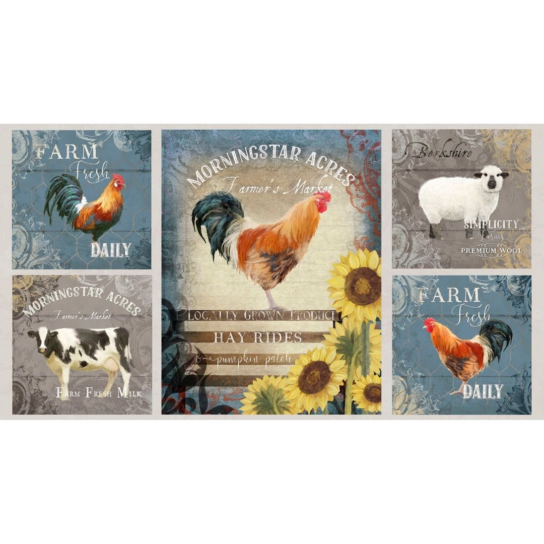 P&B Textiles Farm Fresh Panel 24"x43" Cotton Fabric - Etsy