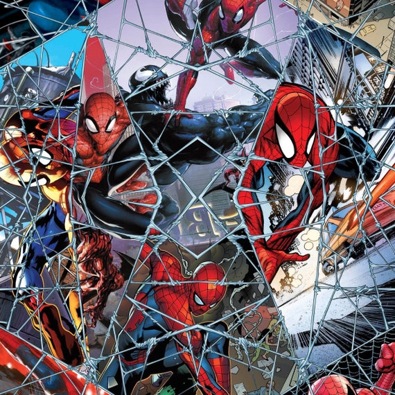 Marvel Spider-man Comic Web Mosaic Digital Print Fabric | Etsy