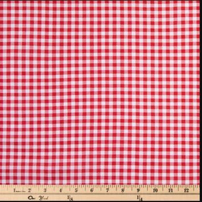 Red and White Buffalo Check Fabric - Etsy