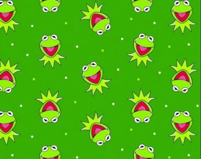 The Muppets Kermit the Frog Green 100% Cotton Fabric - Etsy