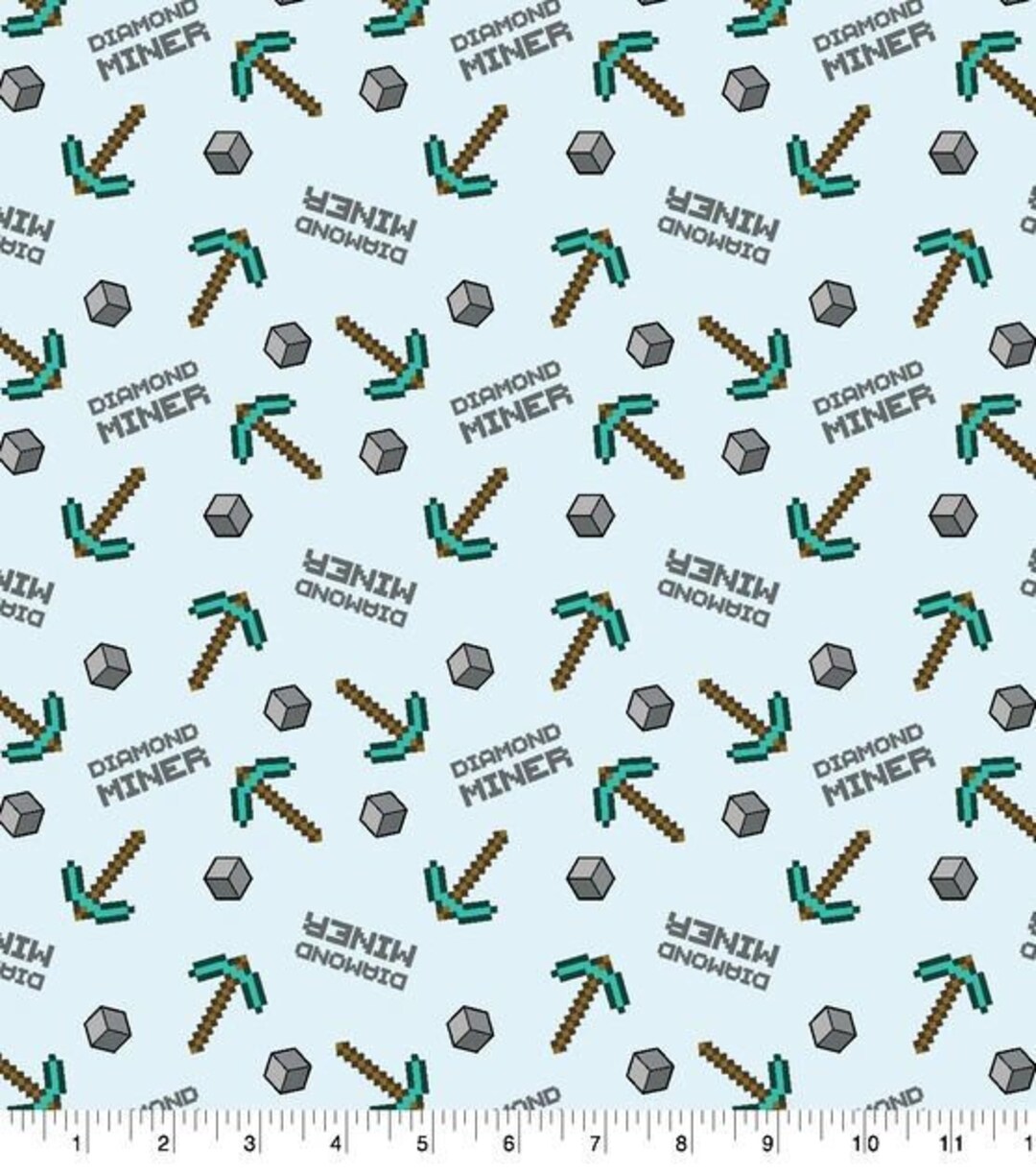 Mojang Minecraft Diamond Miner 100% Cotton Fabric - Etsy