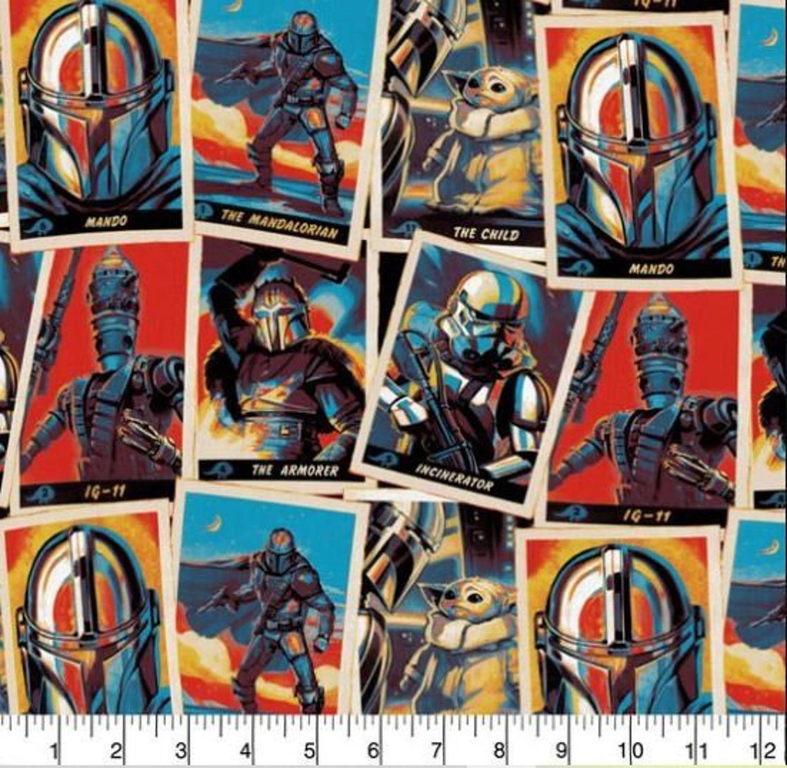 Star Wars Mandalorian Trading Cards Cotton Fabric - Etsy