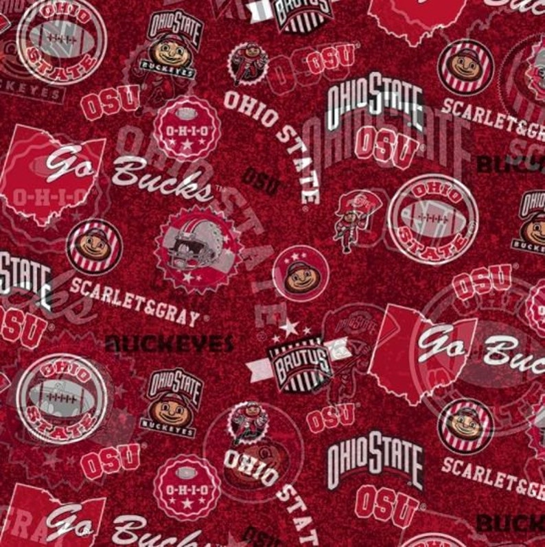 Ncaa-ohio State Buckeyes 100% Cotton Fabric - Etsy